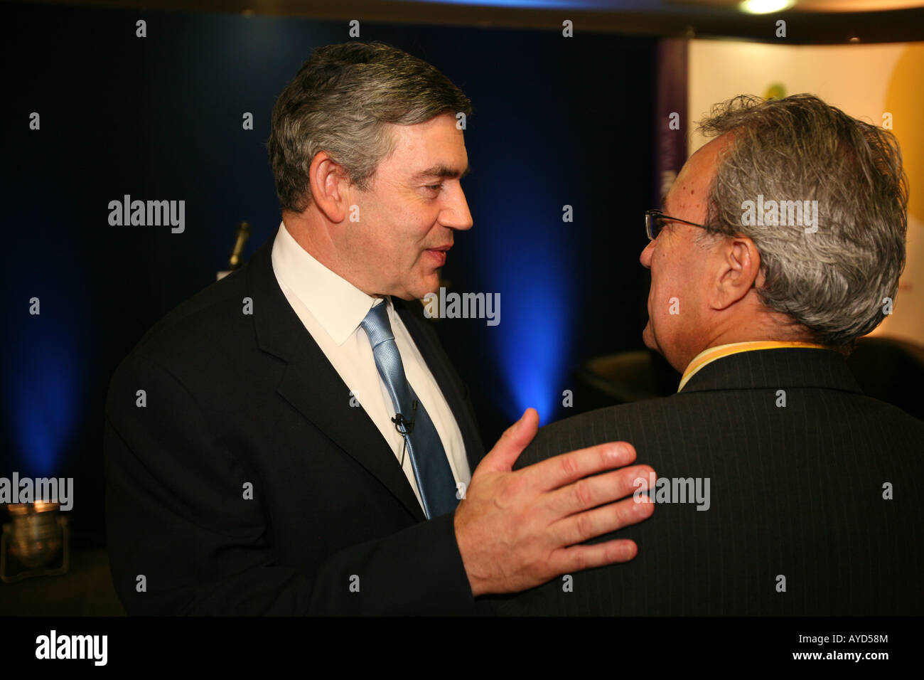 Prime Minister Gordon Brown MP chats to an attendee at a seminar in ...
