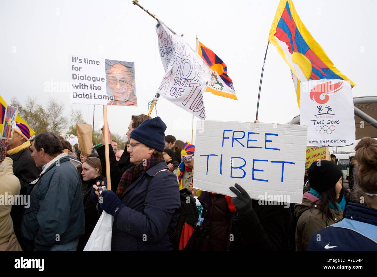 Tibetan freedom supporters protesting against the Beijing Olympics ...