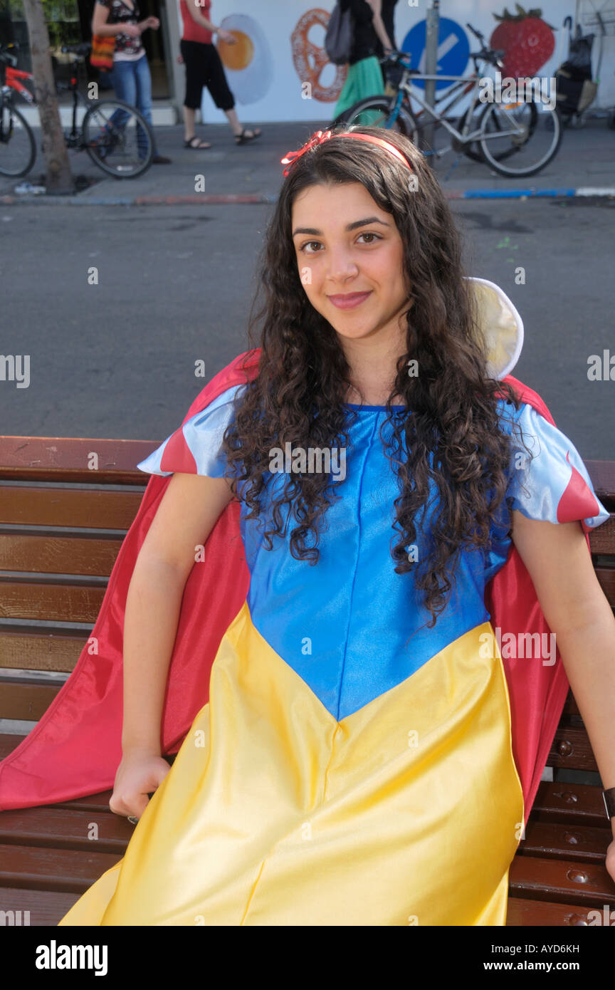 Israel Tel Aviv Purim celebration March 2008 young girl of 13 dressed ...