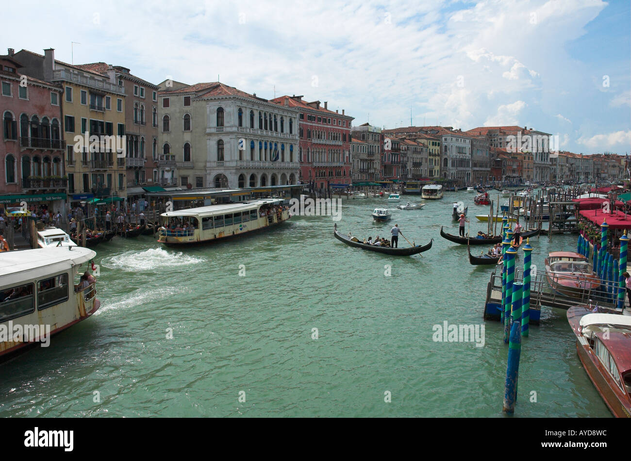 A view of the Grand Canal from the Rialto Bridge Venice Veneto Italy ...