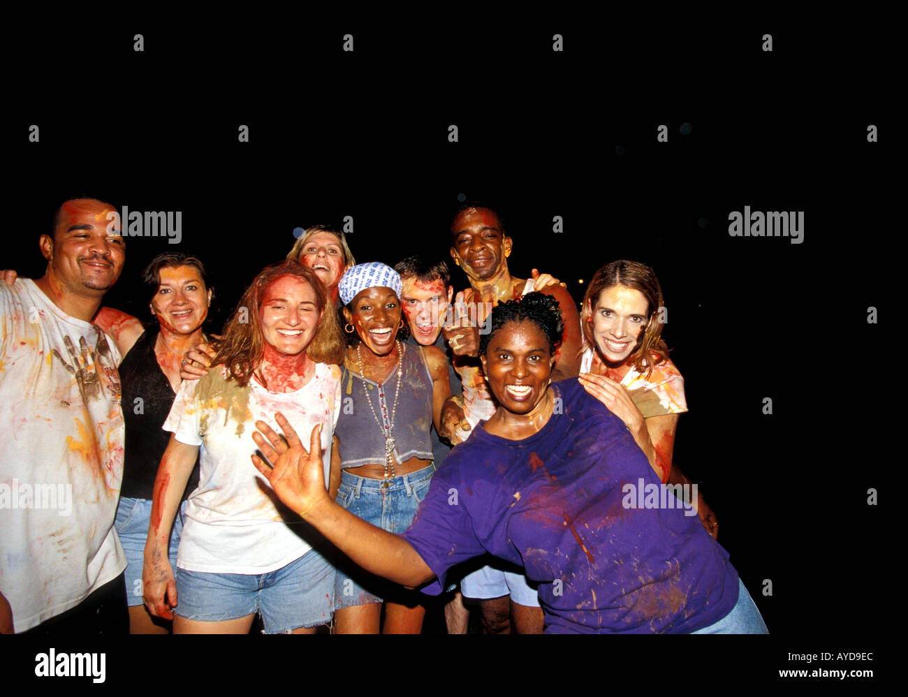 Trinidad Carnival Jouvert morning tourists wearing painted mud Stock ...