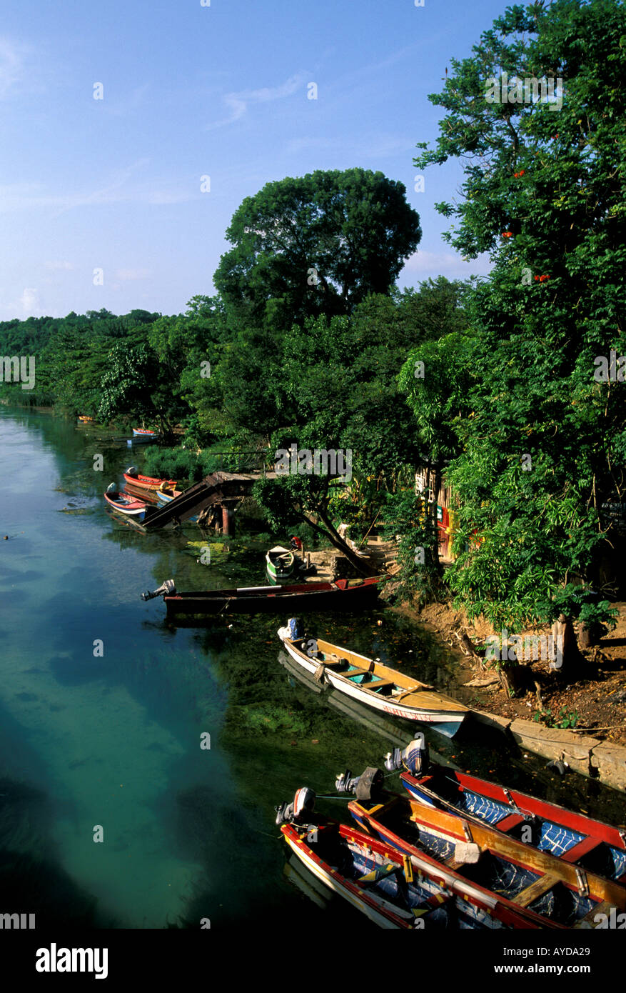 Caribbean Jamaica Ocho Rios fishing boats on White River Stock Photo ...