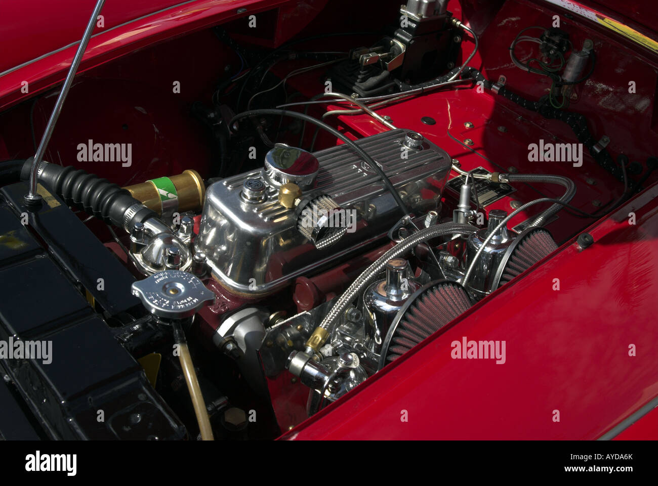 Engine bay of an MG car Stock Photo - Alamy
