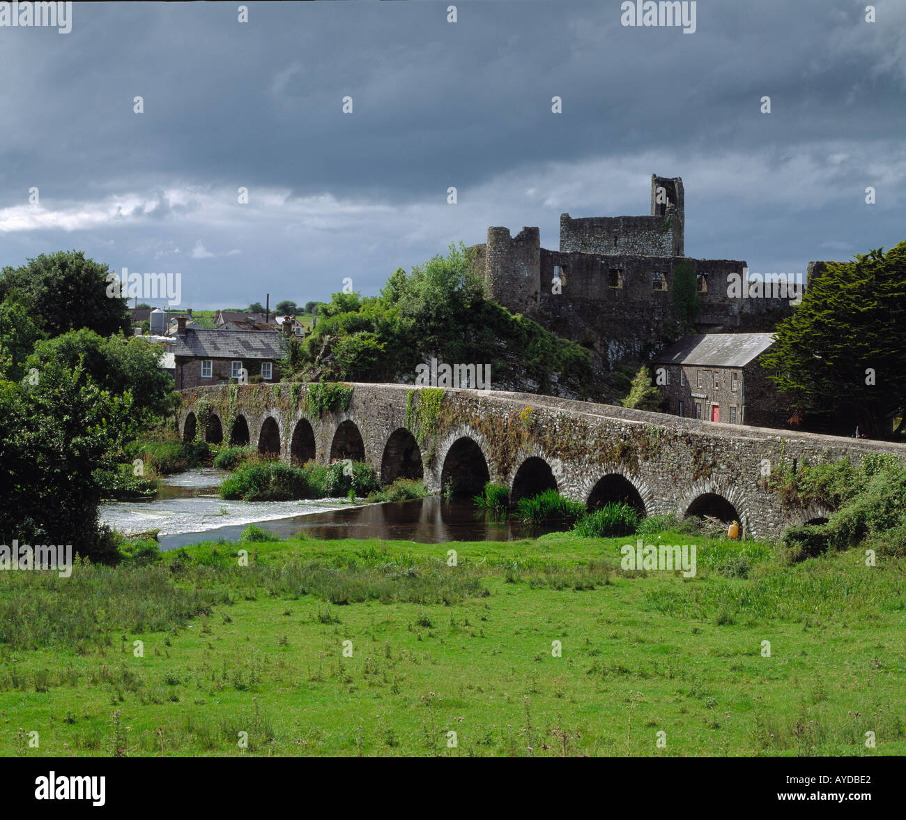 rural mill town on a river bank in irelands inland scenic landscape ...