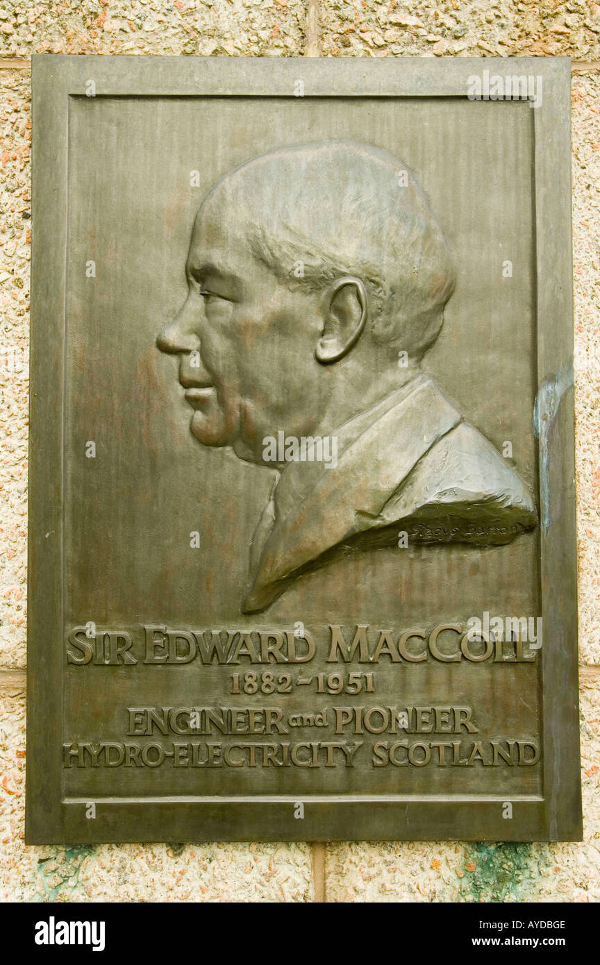 plaque of Sir Edward MacColl at the Hydro electric power station in ...