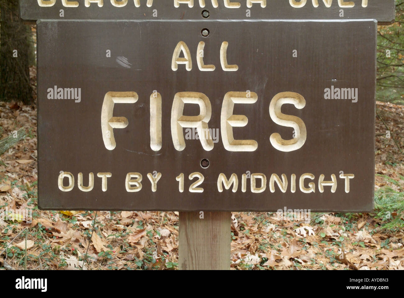 All Fires out by 12 Midnight Sign Stock Photo - Alamy