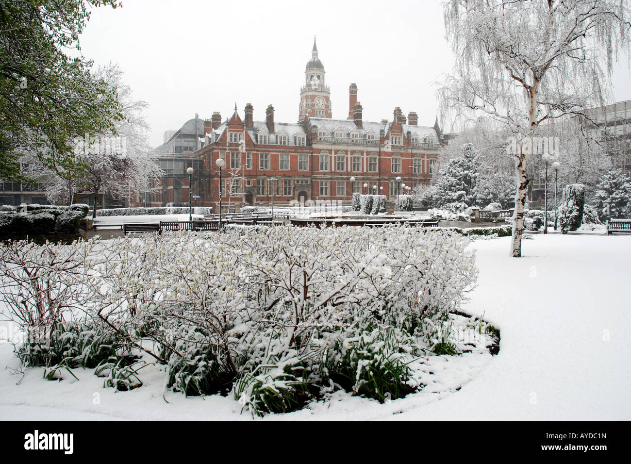 Snow covering Queens Gardens, Croydon, Surrey, UK Stock Photo - Alamy