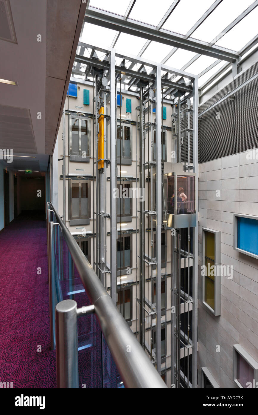 atrium at the Park Plaza County Hall Hotel showing scenic lifts Stock ...