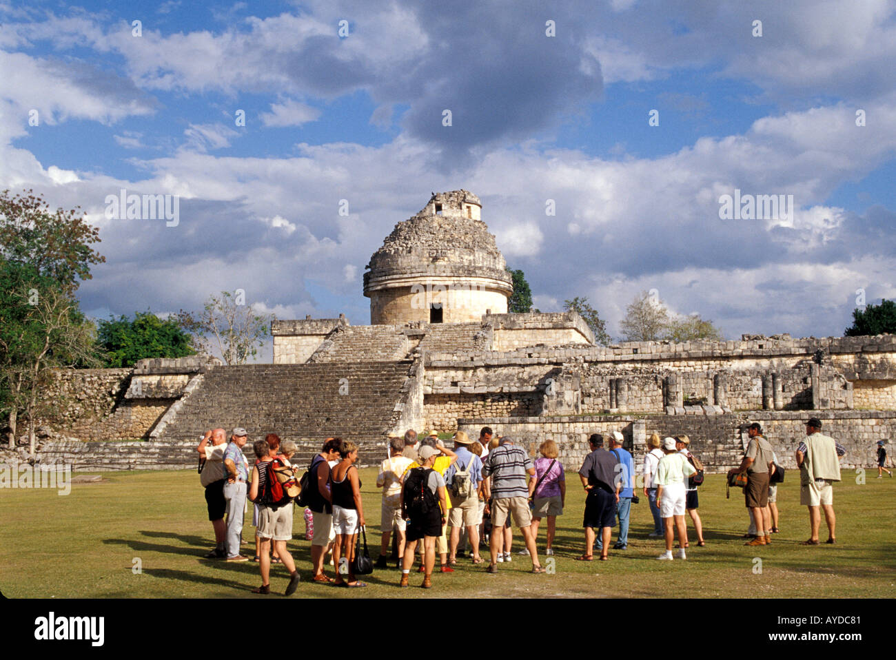 Chichen Itza The Observatory group of tourists on tour cruise excursion ...