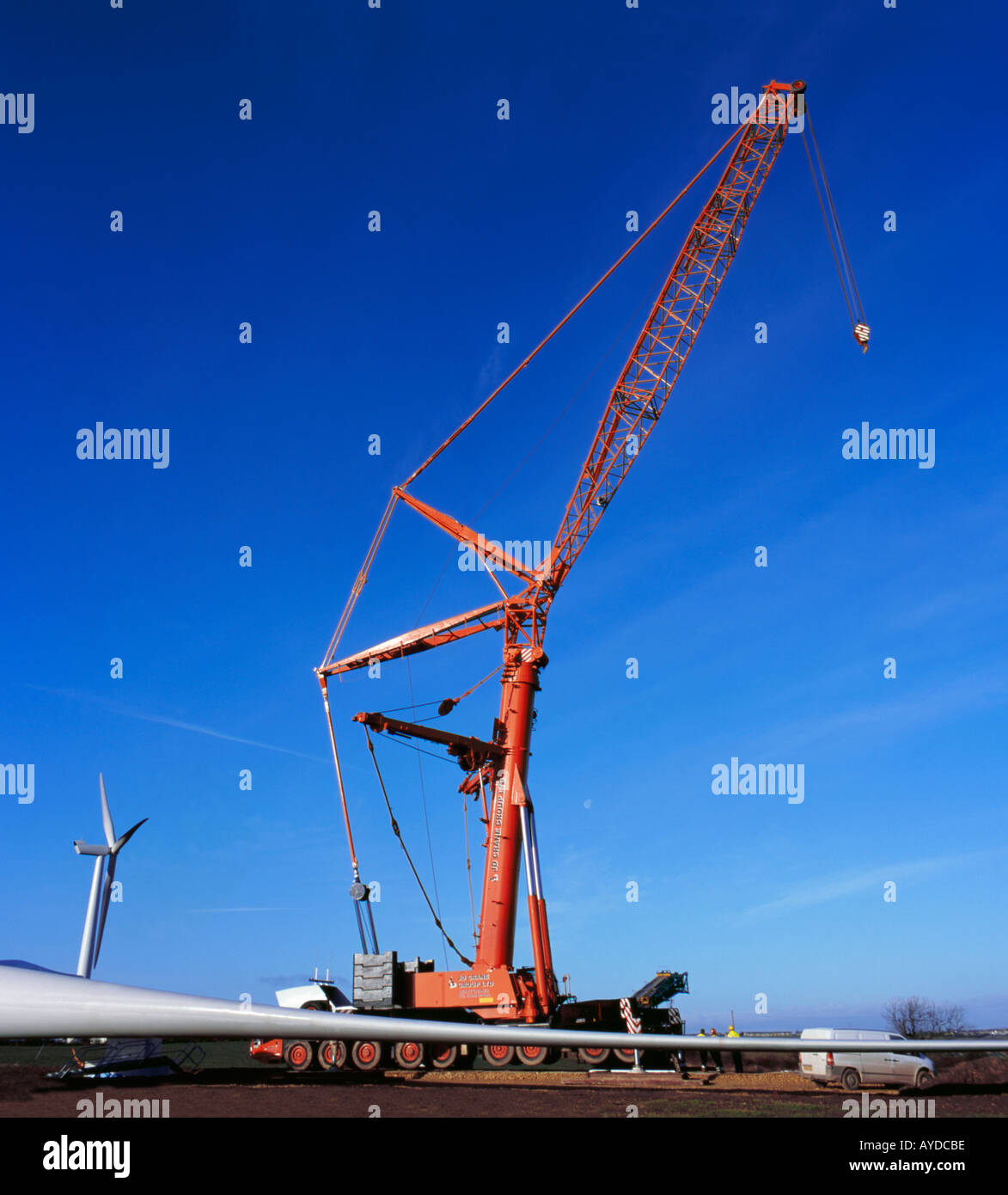Large mobile crane being used to erect wind turbines at Holmside Wind ...