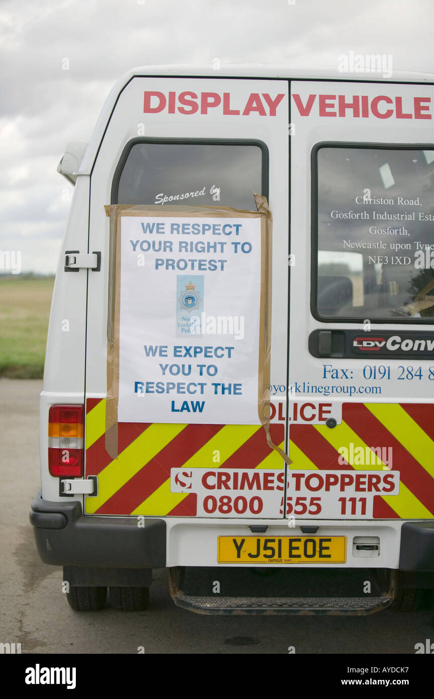 a police van policing the climate camp protest at Drax Power Station ...