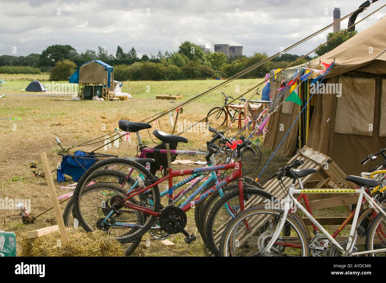the Climate Camp protest camp by Drax Power Station, Selby, Yorkshire ...