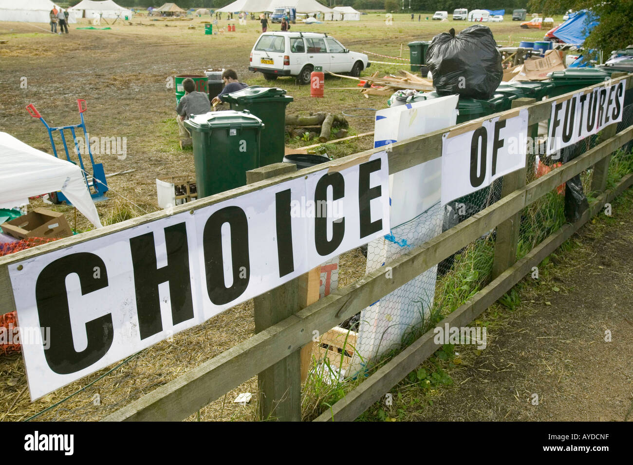 The Climate Camp protest camp at Drax Power station, Selby, Yorkshire ...