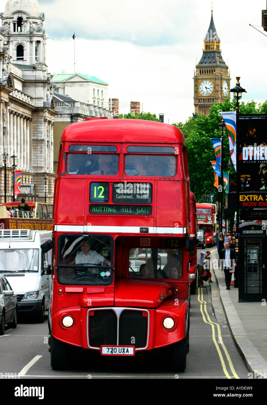 red routemaster bus in whitehall, london, england Stock Photo - Alamy