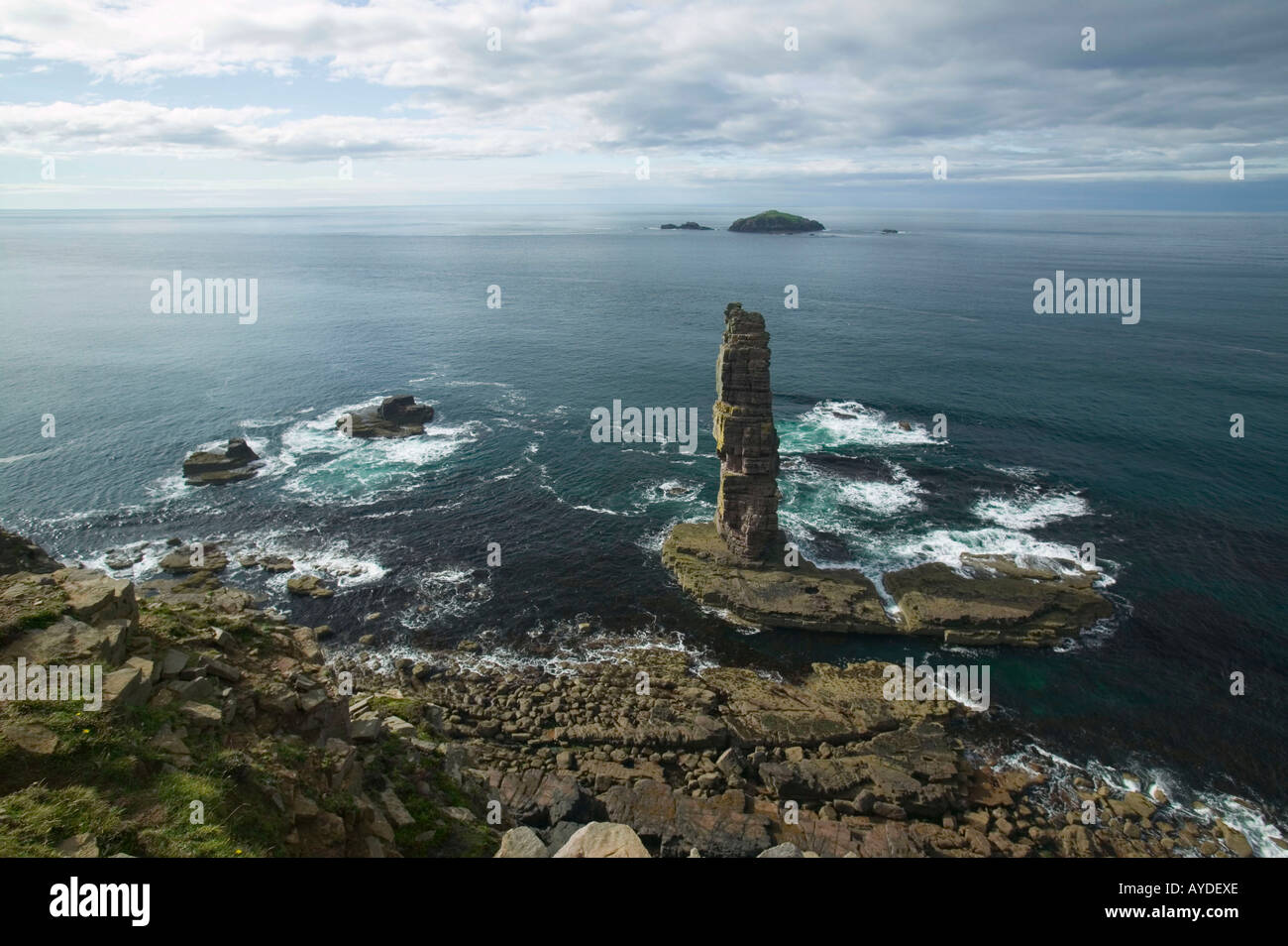 Am Buachaille sea stack near Sandwood Bay, Sutherland, Scotland, UK ...