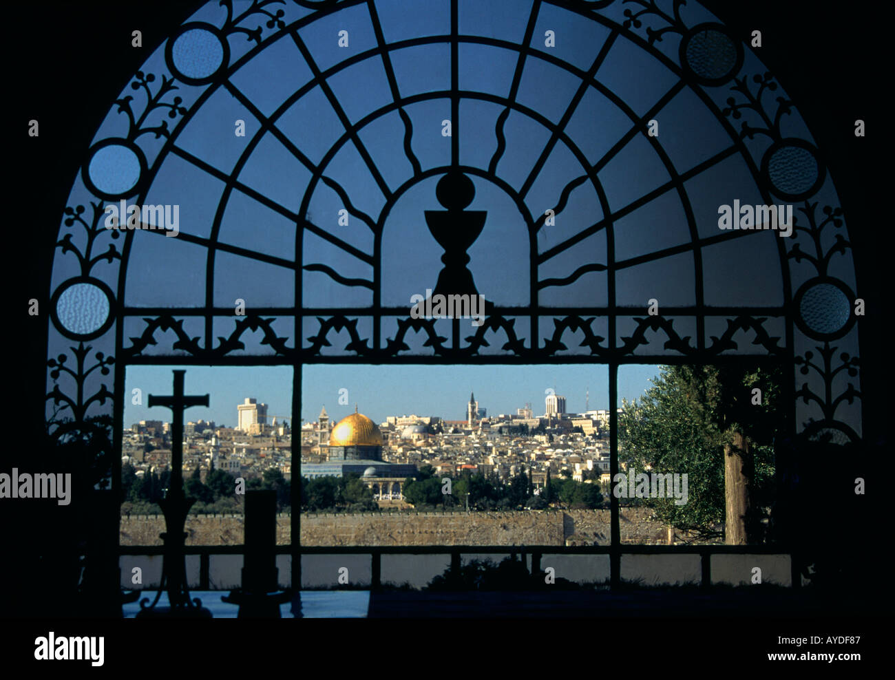 Israel Jerusalem Mount of Olives Dominus Flevit Chapel view accross the ...