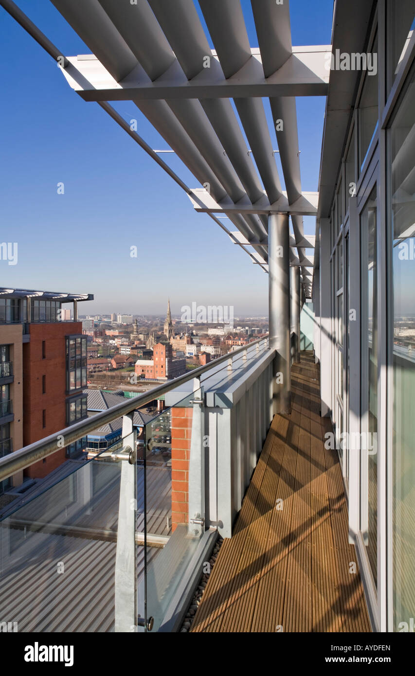 Leftbank Apartments, Spinningfields, Manchester, balcony with view ...