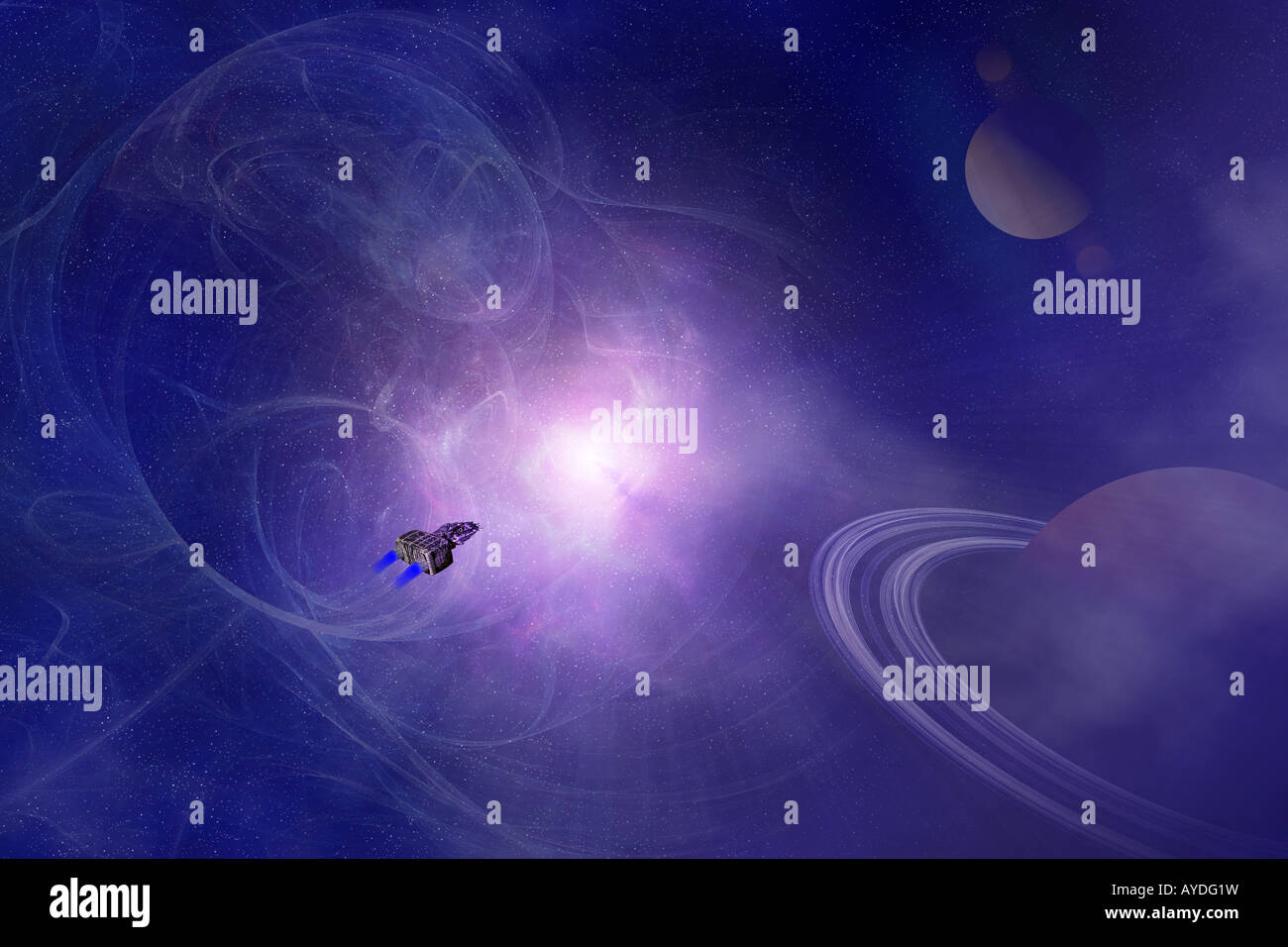 Spaceship traveling through time and space Stock Photo - Alamy