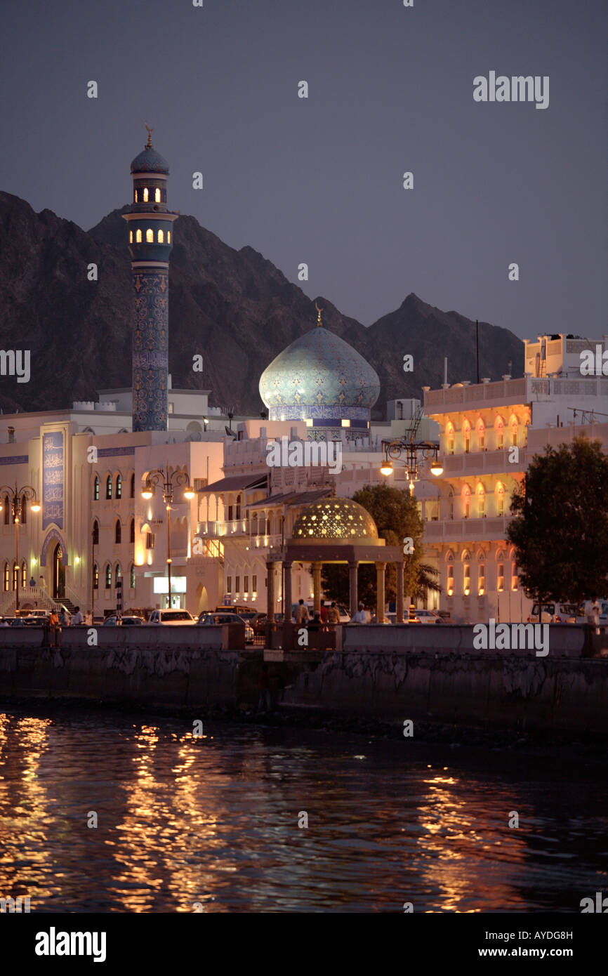 Oman Muscat Mutrah skyline at night Stock Photo - Alamy