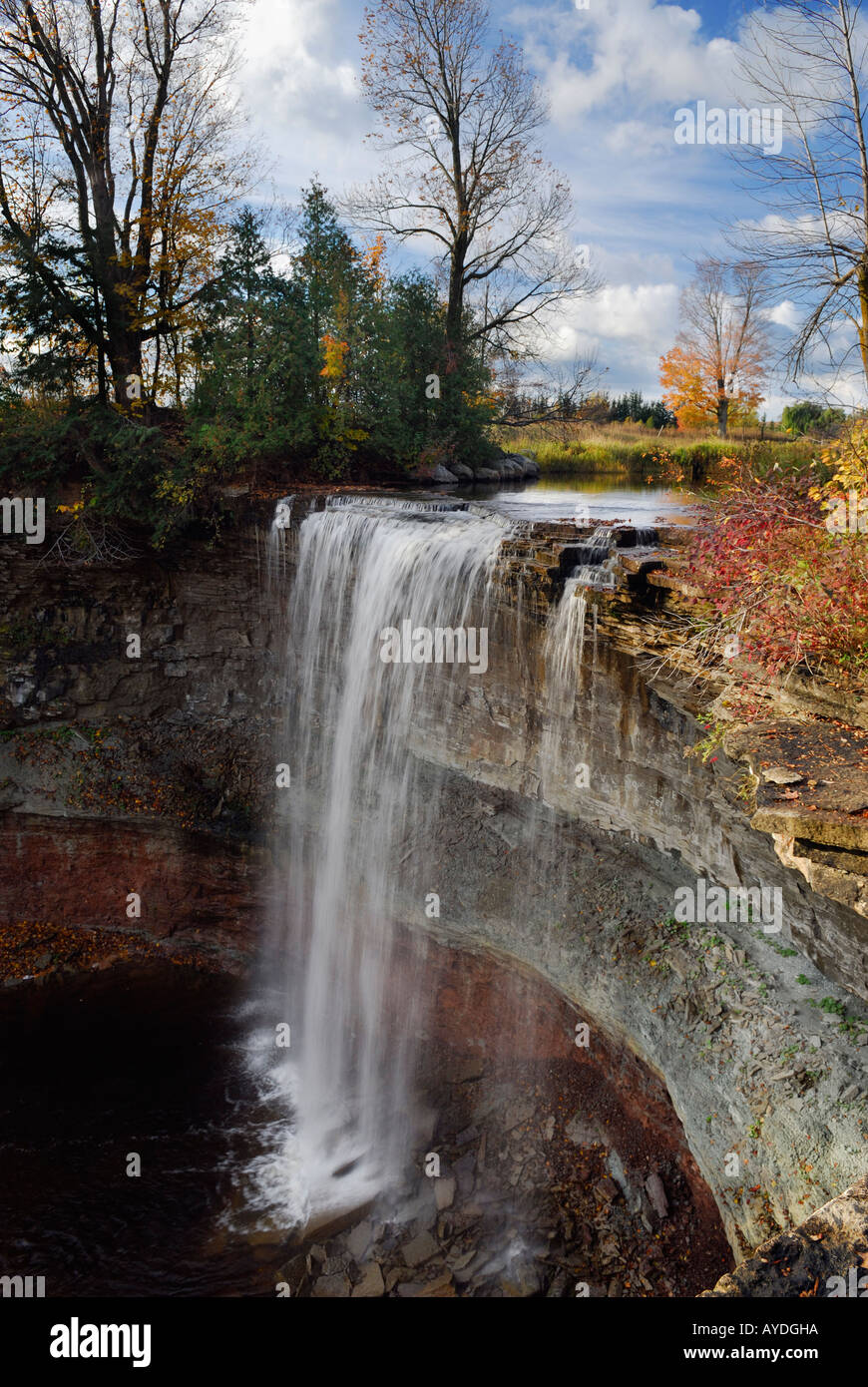 Side view of Indian Falls on the Niagara Escarpement in Fall Ontario ...