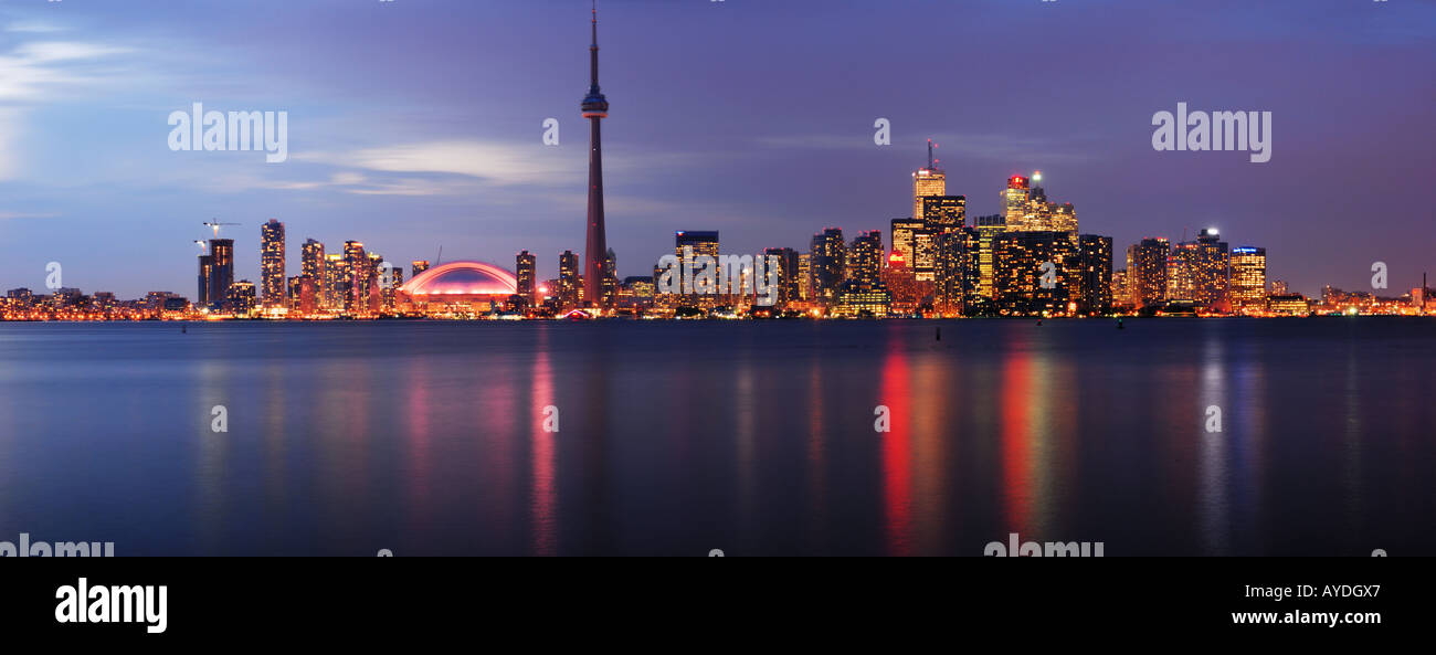 Toronto skyline panorama by a cloudy night Stock Photo - Alamy
