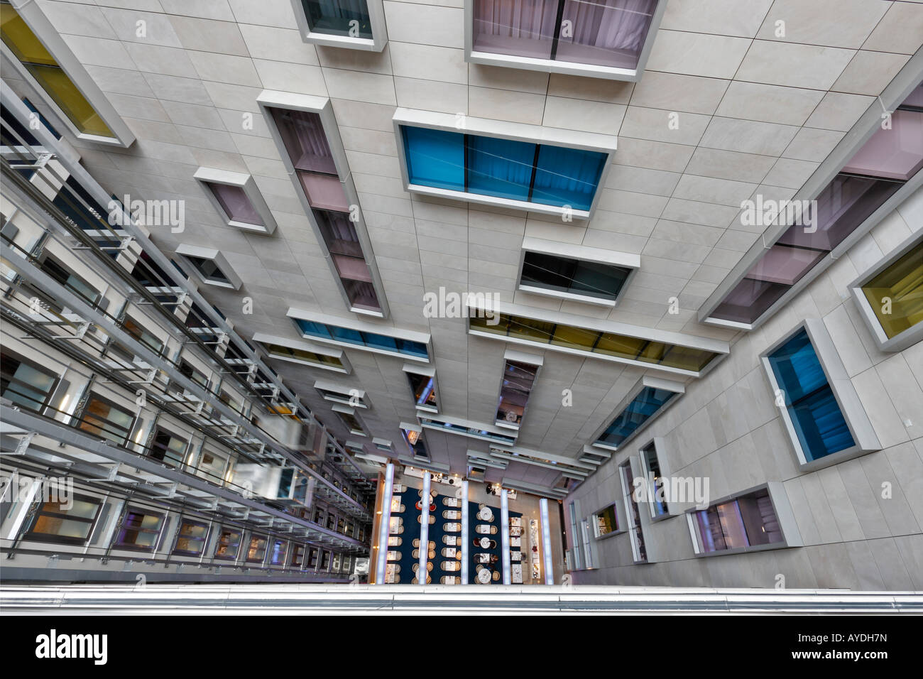 View of restaurant looking down the atrium at the Park Plaza County ...