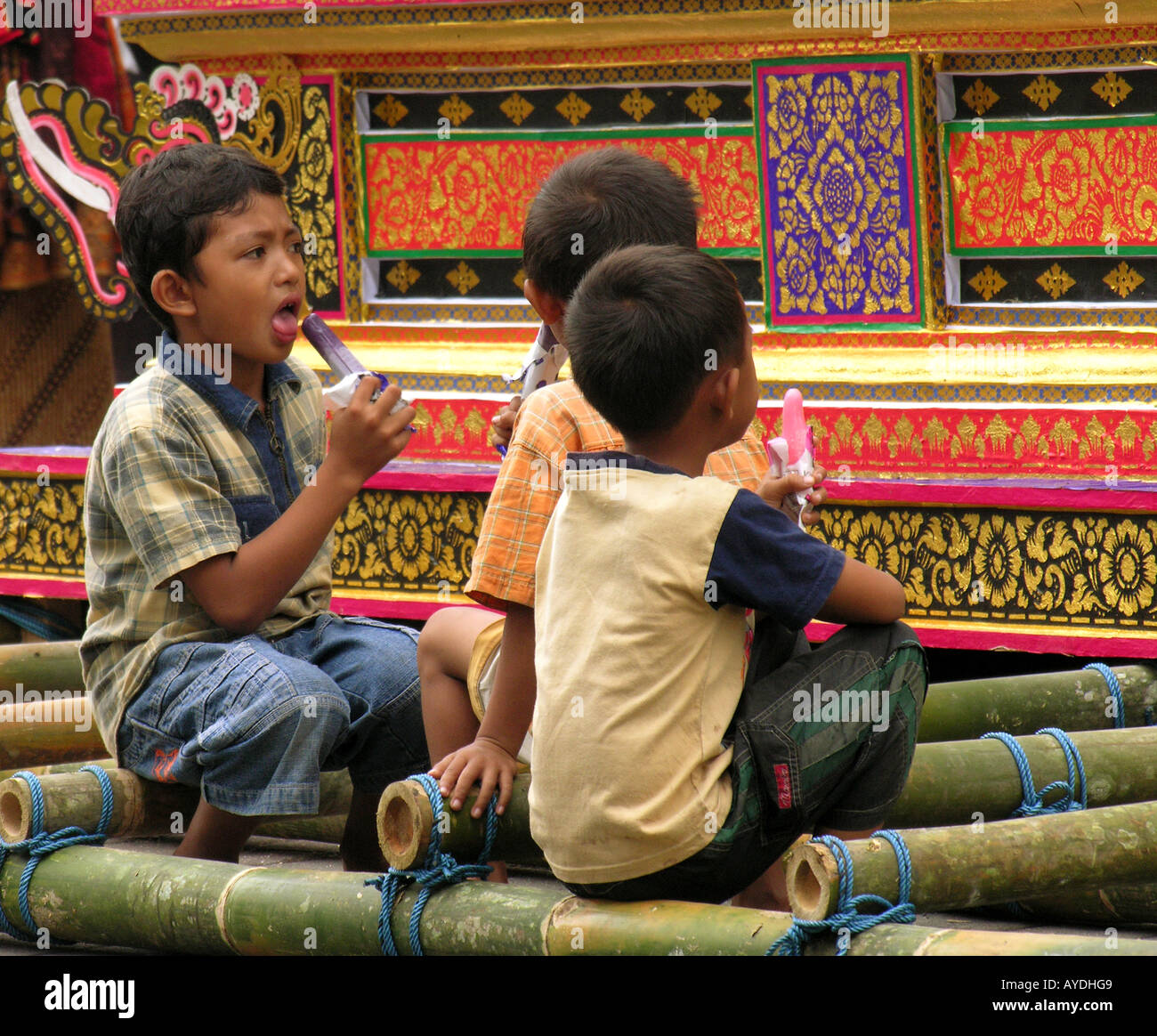 Children Playing Funeral Ubud Bali Indonesia February 2006 Stock Photo ...