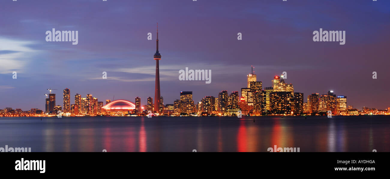 Toronto Skyline panorama by a cloudy night Stock Photo - Alamy