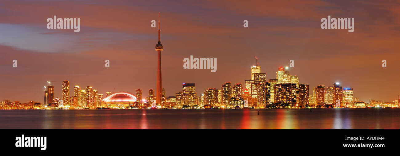 Toronto Skyline panorama by a Cloudy Night Stock Photo - Alamy