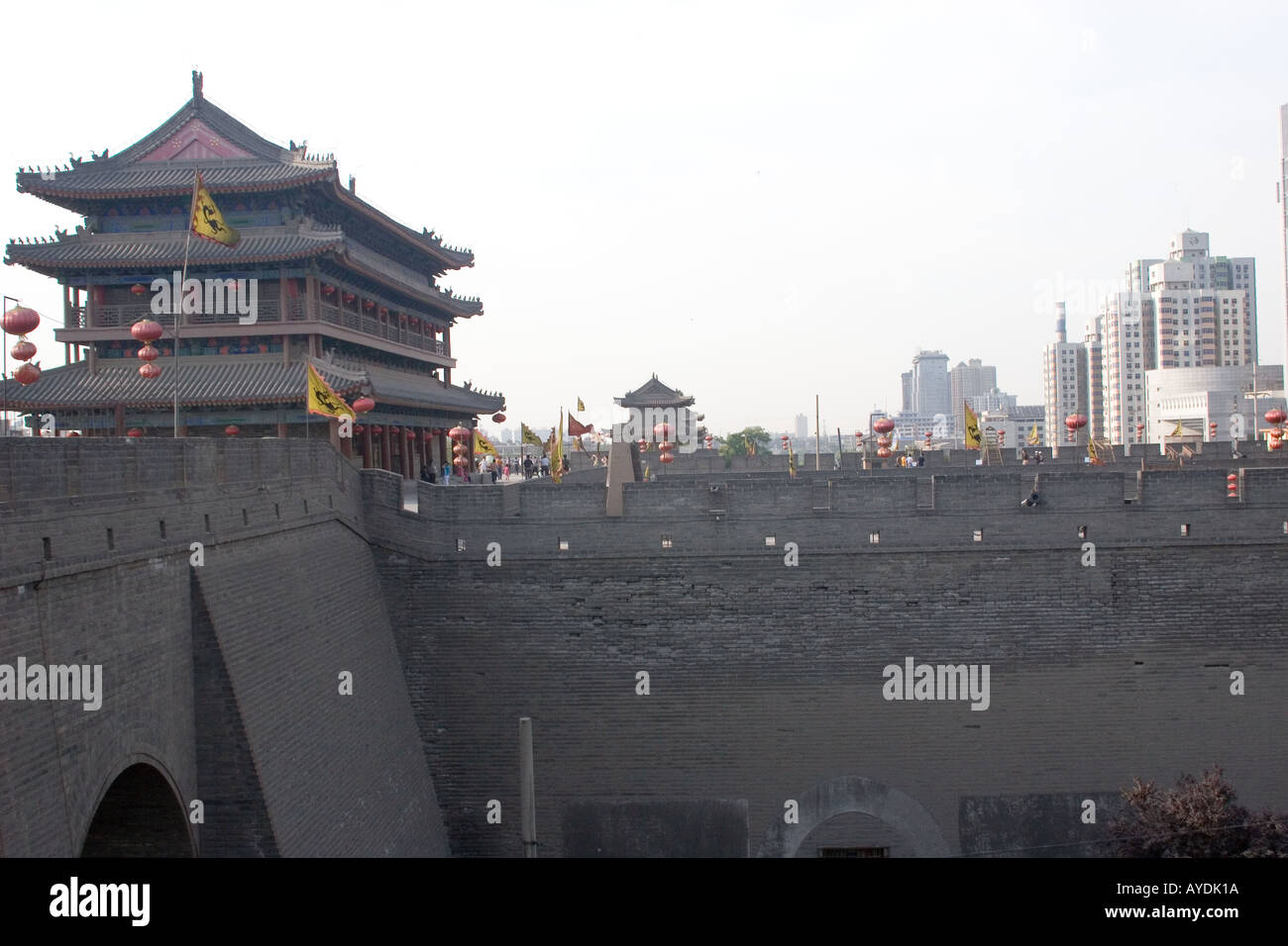 Section of the ancient inner city wall in Xian (Xi'an) China with the ...