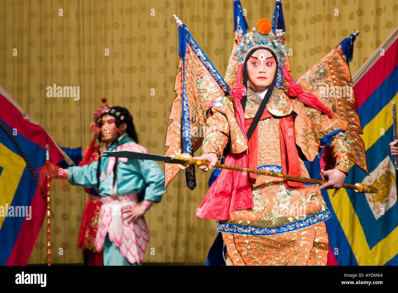 Chinese performers onstage during a performance of the famous Beijing ...