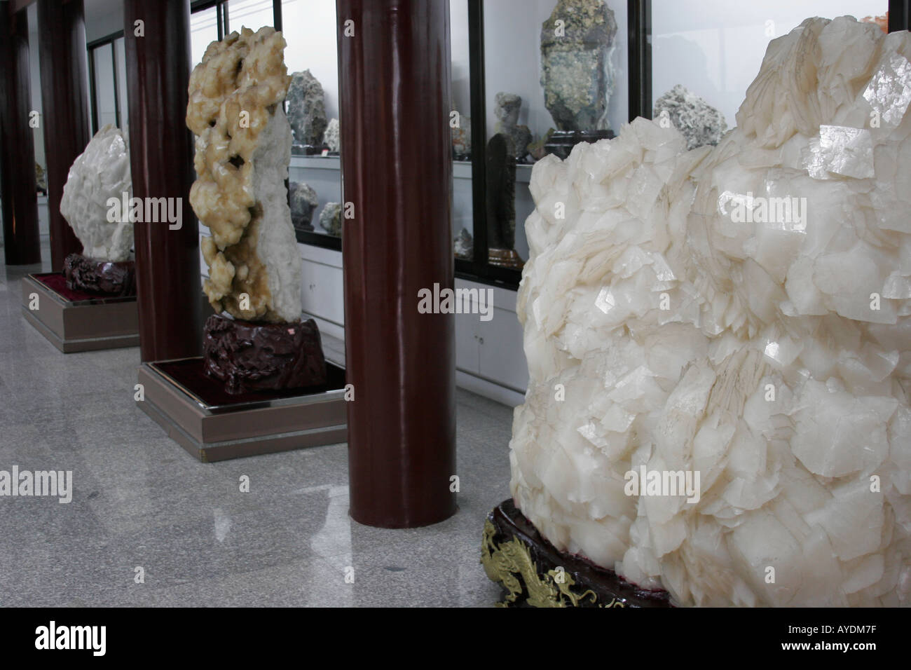 Giant formation of quartz crystals in a rock museum in Wuhan China ...