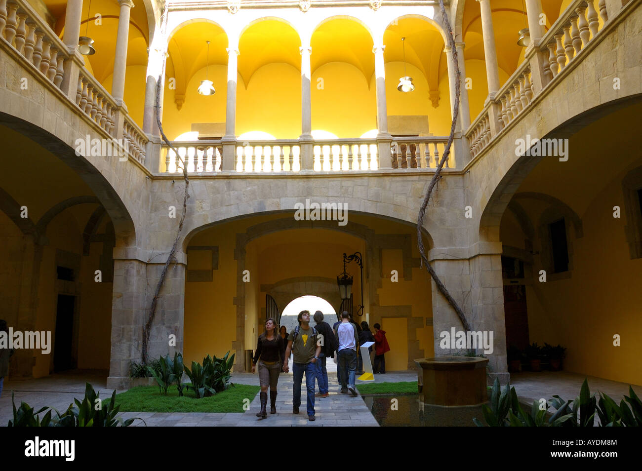 The courtyard of a building in the historical quarter of the Barcelona ...