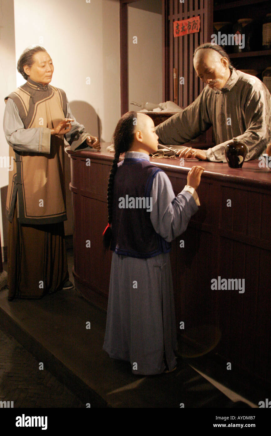 Chinese figures in a museum in the Pearl Tower in Shanghai China Stock ...