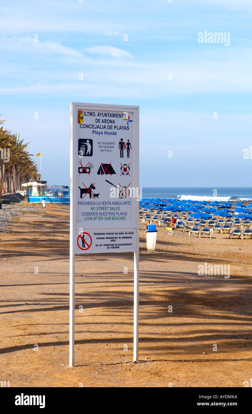 Beach Sign Canary Islands Stock Photo - Alamy