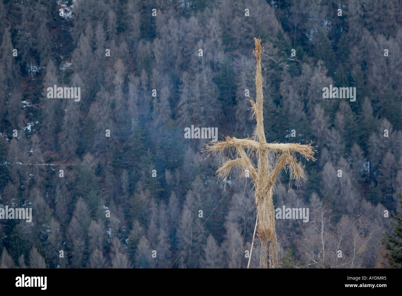 Straw cross to be burnt in ceremony as part of the scheibenschlagen, S ...