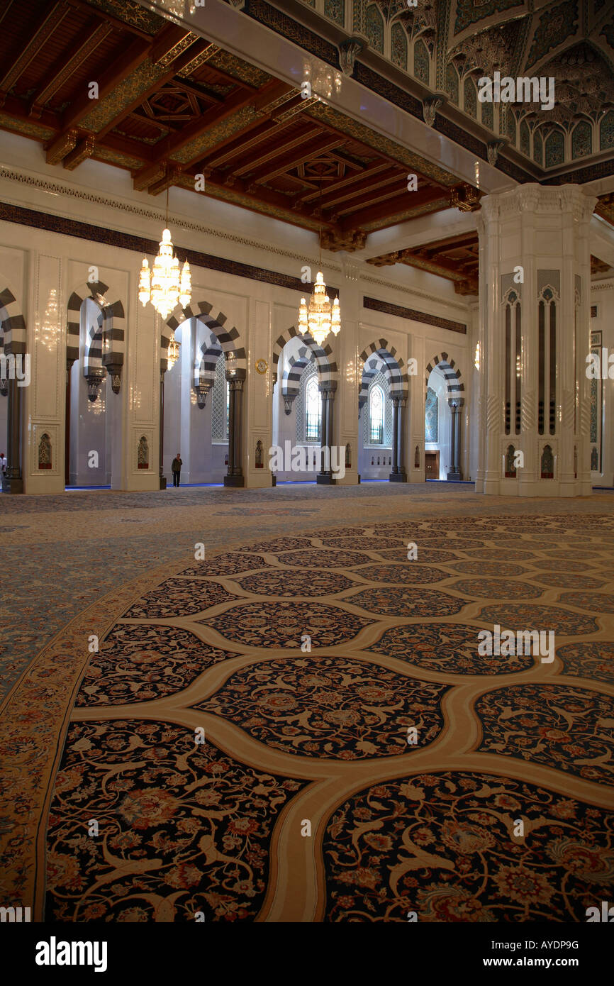 Oman Muscat Ghala Sultan Qaboos Grand Mosque interior Stock Photo - Alamy
