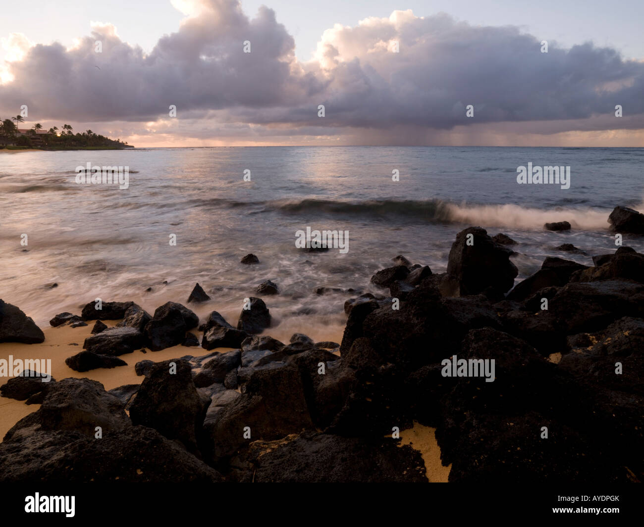 Rocks on the shore, Poipu, Kauai, Hawaii Stock Photo - Alamy
