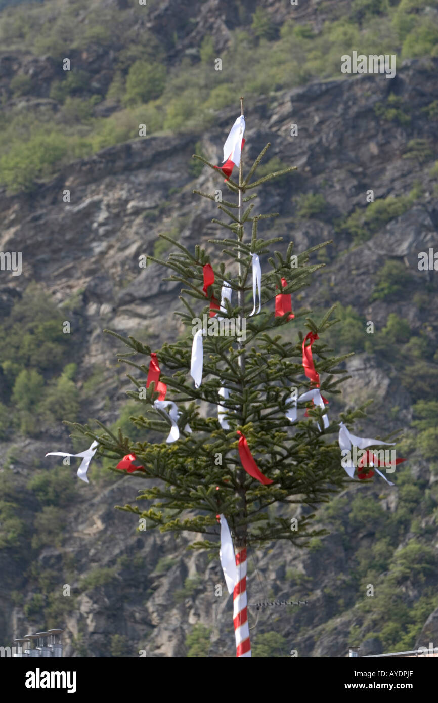 Traditional maypole, Latsch, South Tyrol, Italy Stock Photo - Alamy