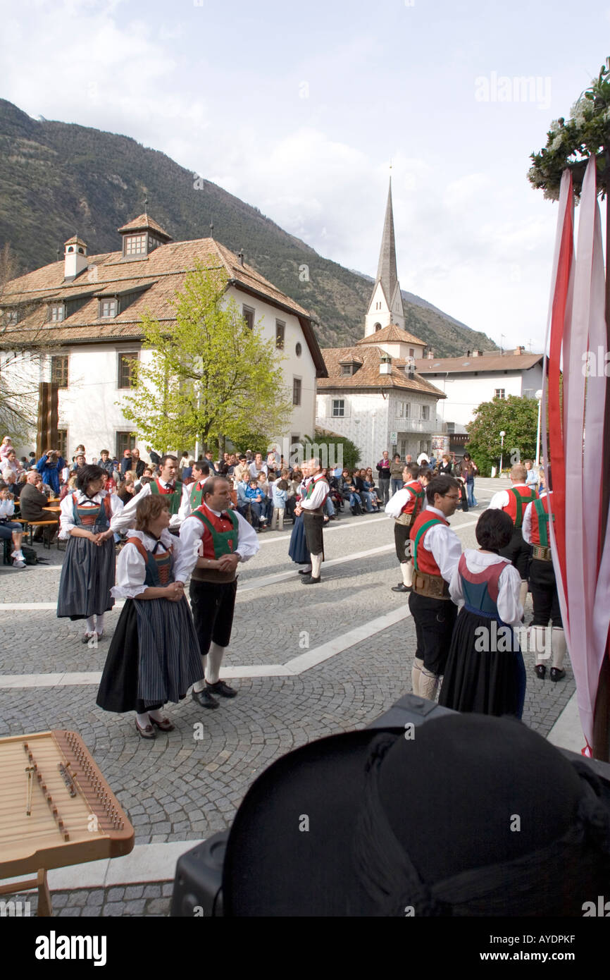 Traditional maypole dancing, Latsch, South Tyrol, Italy Stock Photo - Alamy