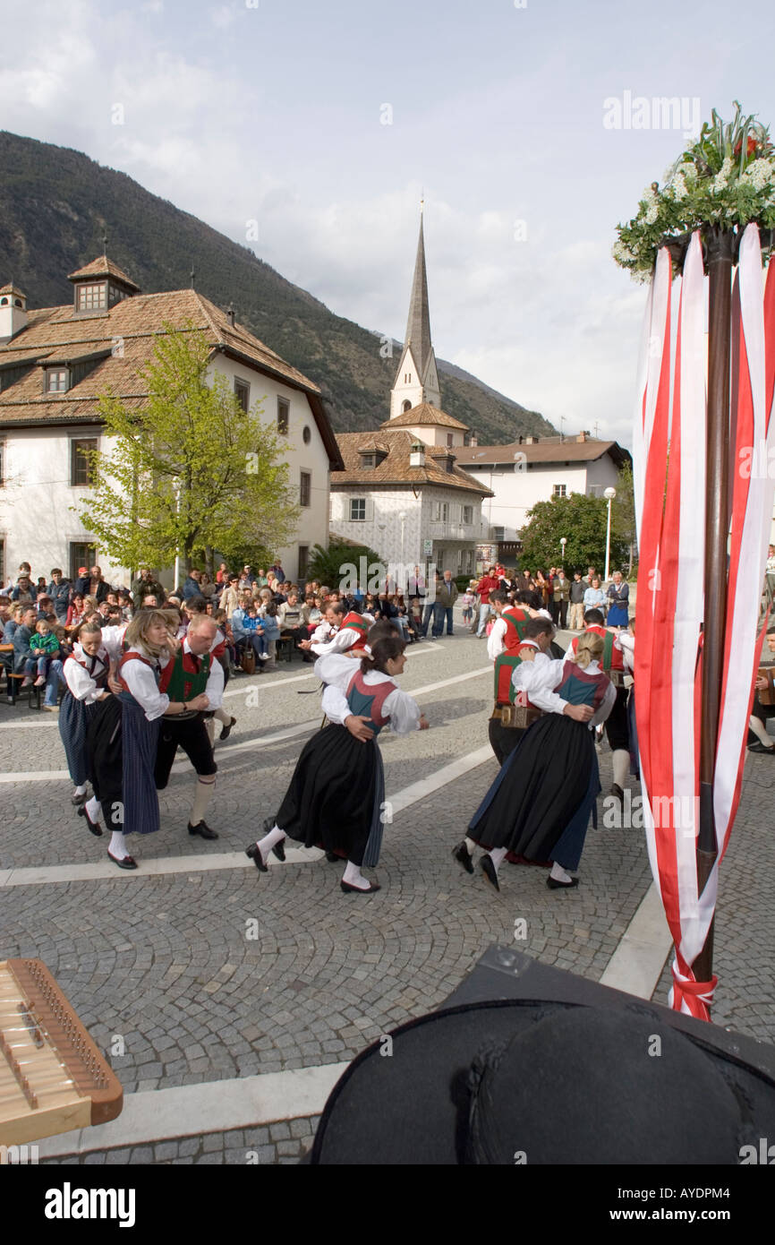 Traditional maypole dancing, Latsch, South Tyrol, Italy Stock Photo - Alamy