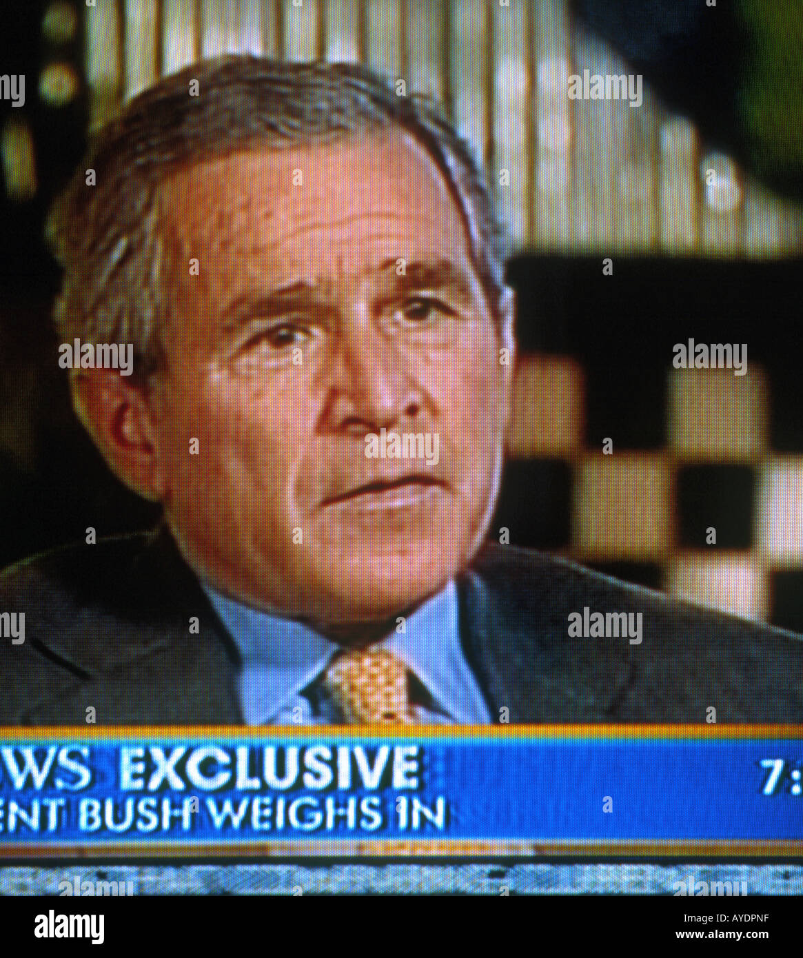 Bush during televised interview fall 2006 Stock Photo - Alamy