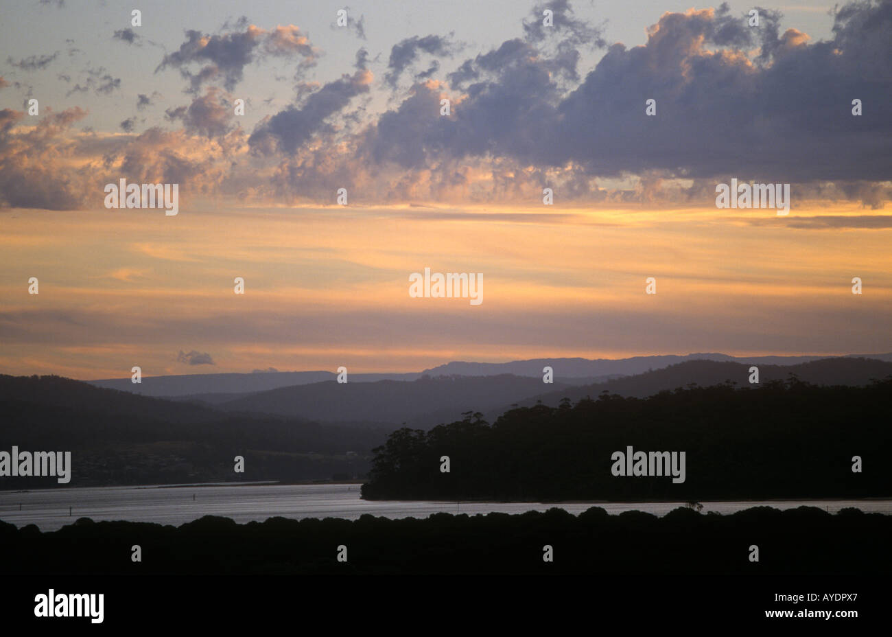 Twilight over Georges Bay St Helens Point Northeast Coast Tasmania ...