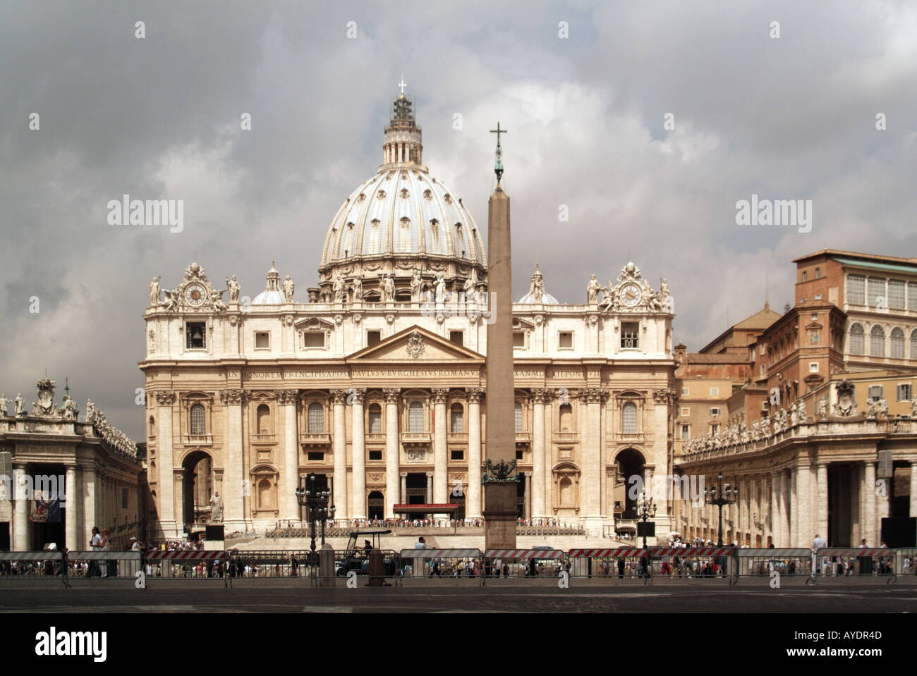 People tourists at historical 1600s St. Peters Basilica & square in ...