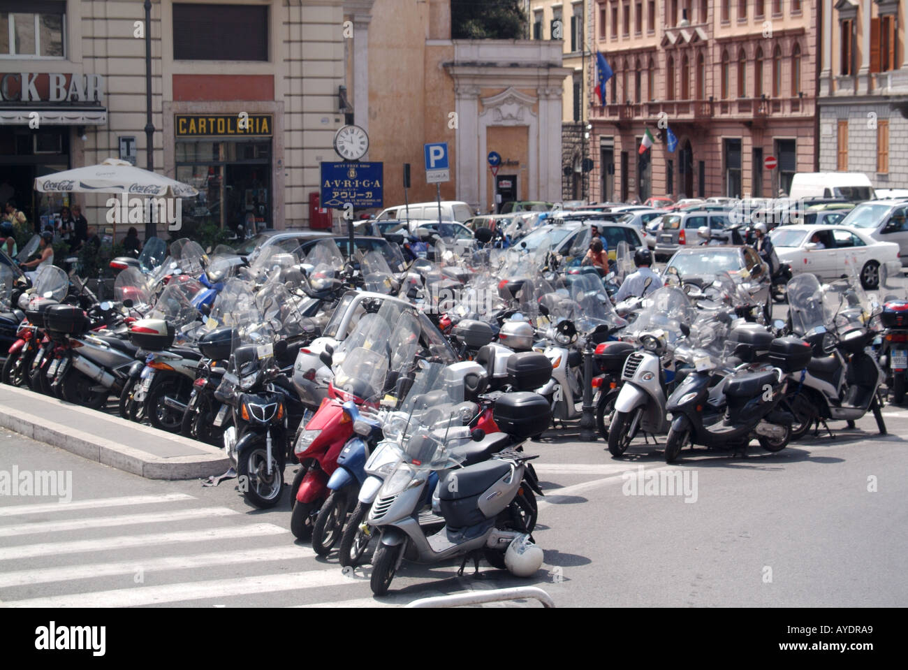 Rome designated parking spaces for motor scooters and motorbikes ...