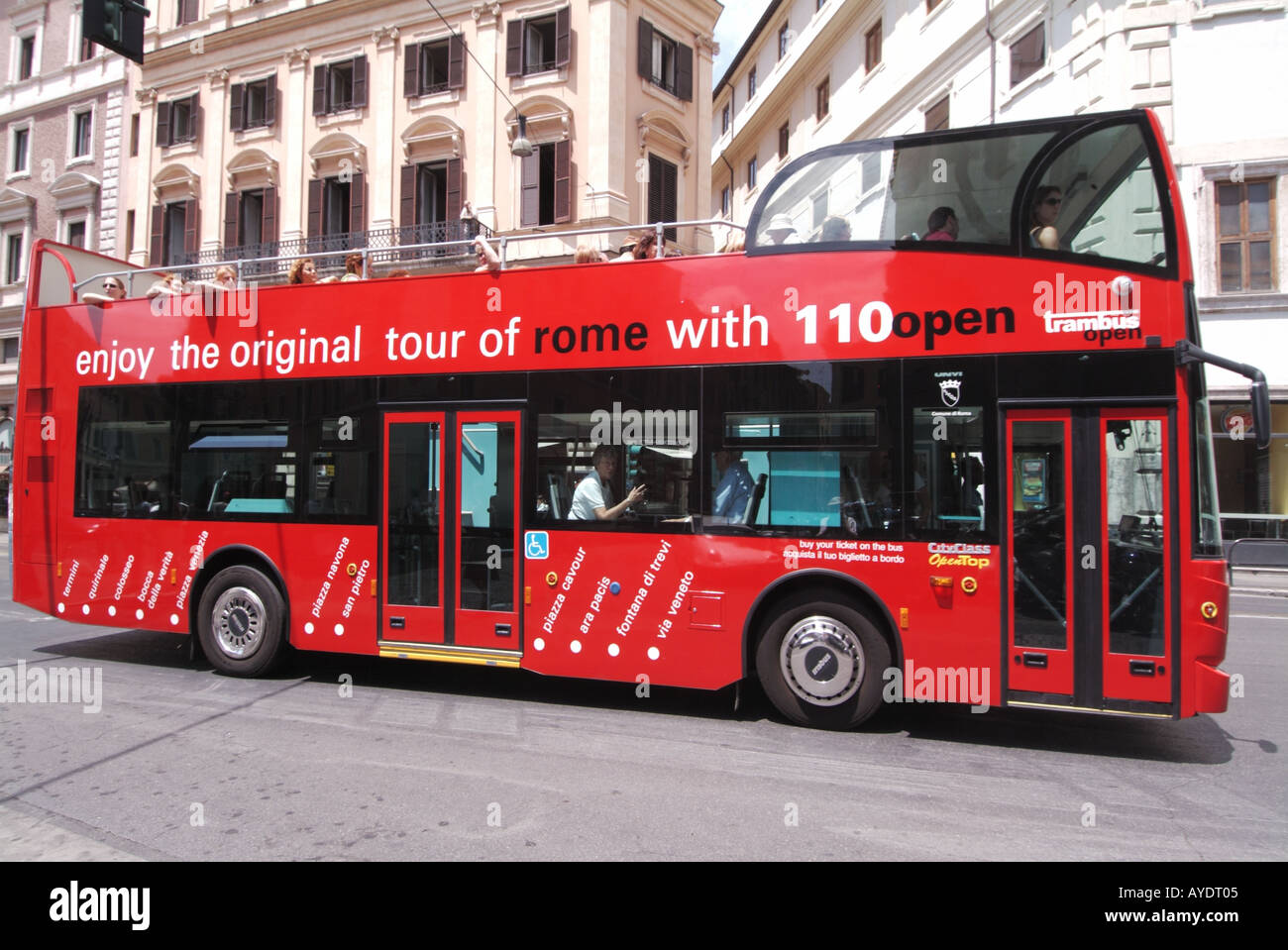 Rome open top tourist bus Stock Photo - Alamy