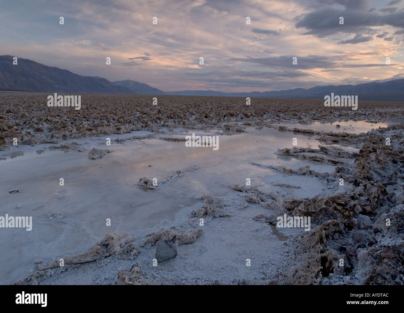 Salt lake in Death Valley National Park at sunset, California USA ...