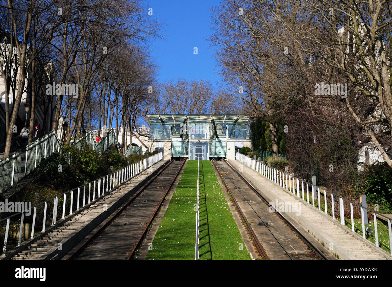Funicular of Montmartre in Paris the basilica Sacre coeur Stock Photo ...