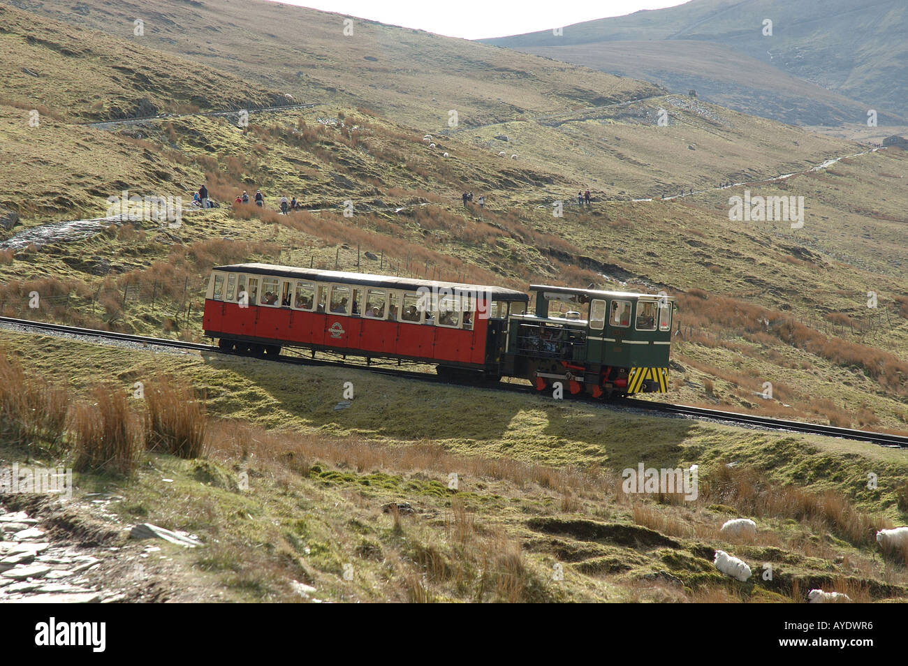 SNOWDON TRAIN IN WALES ON ITS WAY TO THE TOP OF SNOWDON Stock Photo - Alamy