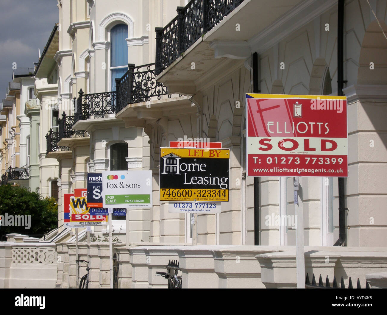 Street of Residential Properties with Estate Agent Signs, Hove, East ...